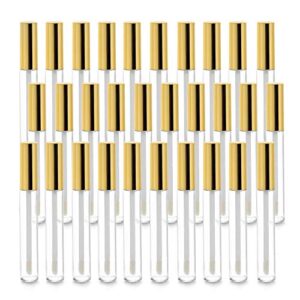 vumdua 30 pcs 10ml empty lip gloss tubes containers, refillable lip balm bottles for diy makeup such as lip samples, homemade lip balm (gold)