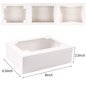 NPLUX Cookie Boxes Bakery Boxes with Window 8x6.5x2.5 Inches Auto-Popup Treat Pastry Boxes for Gift Giving(24pack,White)