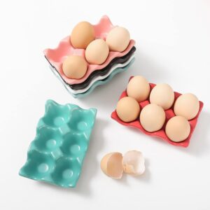 Airmoon 6 Cups Egg Tray Serveware, Eggs Dispenser, Egg Holder Set Kitchen Restaurant Fridge Storage Decorative Accessory (Green)