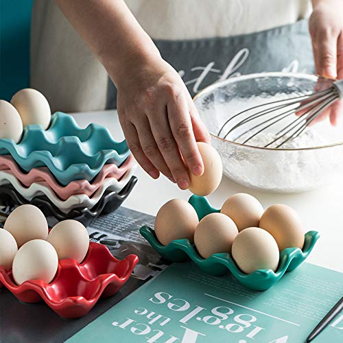 Airmoon 6 Cups Egg Tray Serveware, Eggs Dispenser, Egg Holder Set Kitchen Restaurant Fridge Storage Decorative Accessory (Green)