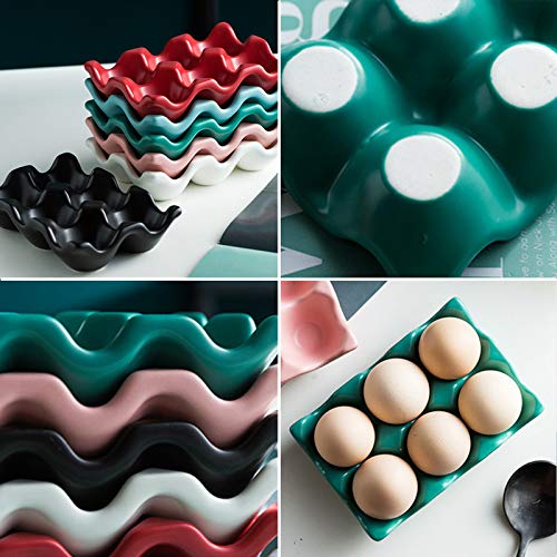 Airmoon 6 Cups Egg Tray Serveware, Eggs Dispenser, Egg Holder Set Kitchen Restaurant Fridge Storage Decorative Accessory (Green)