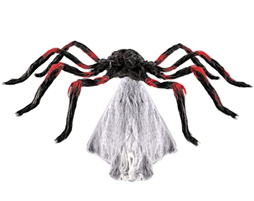 Spirit Halloween LED Red and Black Jumping Spider Animatronic | Halloween Décor | Horror Décor | 21 Inches | Moving Prop