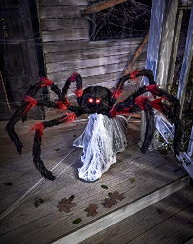 Spirit Halloween LED Red and Black Jumping Spider Animatronic | Halloween Décor | Horror Décor | 21 Inches | Moving Prop