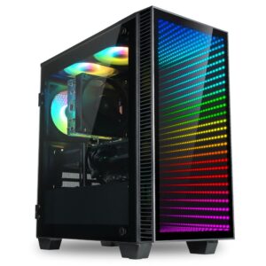 empowered pc continuum micro gaming desktop - nvidia geforce rtx 3070 (> 4060 ti), amd 6-core ryzen 5 5500 processor, 16gb ram, 512gb nvme ssd, wifi, windows 11 home - rgb gamer computer