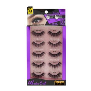 ebin new york cattitude 3d lash 5 pair – wonder cat 3d faux mink lash enviable volume lightweight comfortable wear double layered wispy lash fullness reusable