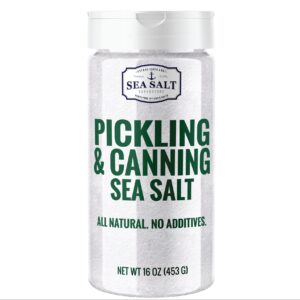 Pickling and Canning Salt, Curing Salt for Natural Preserving, Non-Iodized and Kosher Fine Brining Sea Salt, 1lb Shaker - Sea Salt Superstore