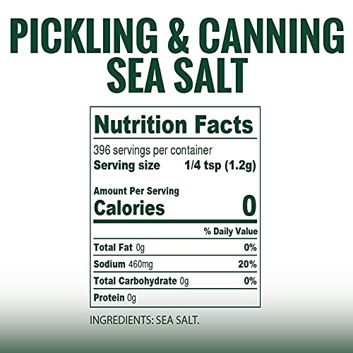 Pickling and Canning Salt, Curing Salt for Natural Preserving, Non-Iodized and Kosher Fine Brining Sea Salt, 1lb Shaker - Sea Salt Superstore