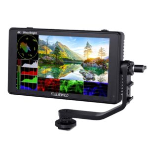 feelworld lut6 6 inch 2600nits hdr 3d lut touch screen dslr camera field monitor with waveform vectorscope histogram 4k hdmi input output 1920x1080