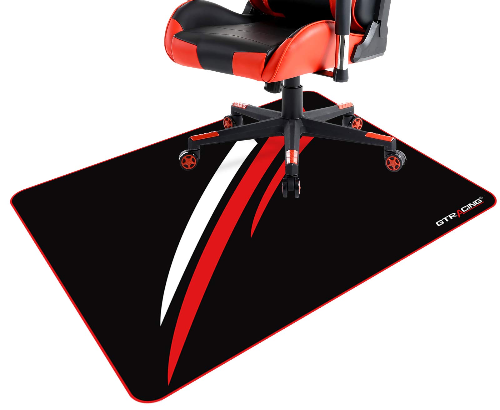 GTRACING Gaming Chair Mat for Hardwood Floor 43 x 35inch Office Computer Gaming Desk Chair Mat for Hard Floor Red