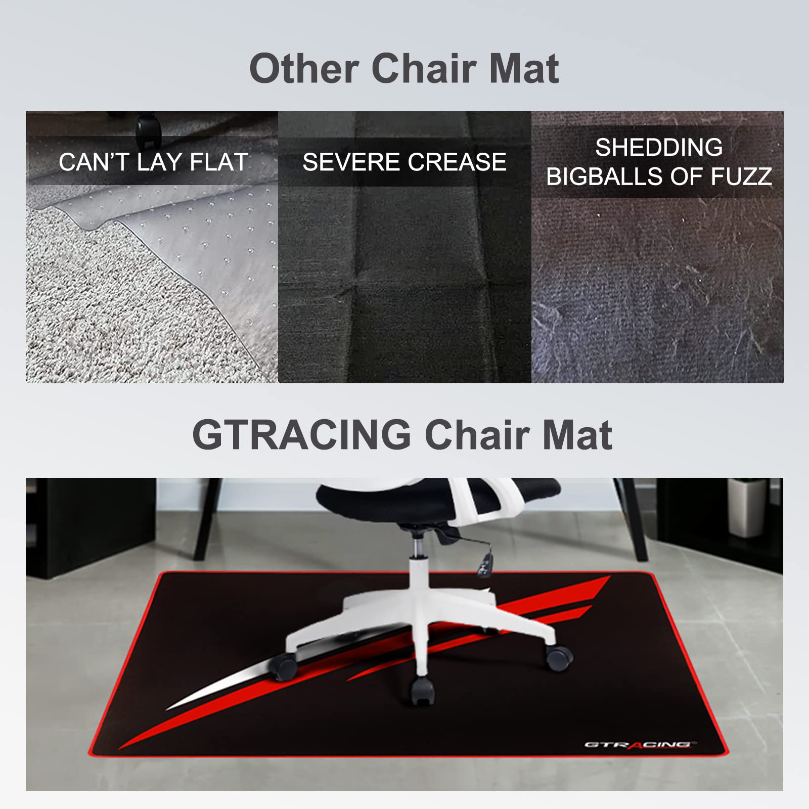 GTRACING Gaming Chair Mat for Hardwood Floor 43 x 35inch Office Computer Gaming Desk Chair Mat for Hard Floor Red