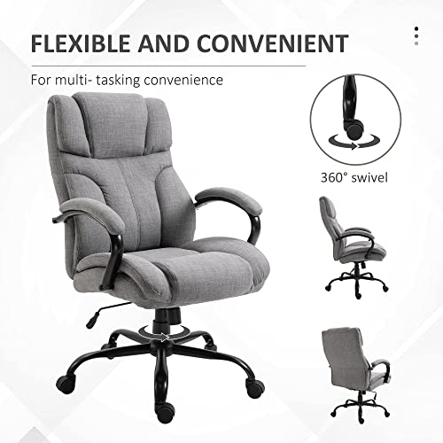 Vinsetto 500lbs Big and Tall Office Chair with Wide Seat, Ergonomic Executive Computer Chair with Adjustable Height, Swivel Wheels and Linen Finish, Light Grey