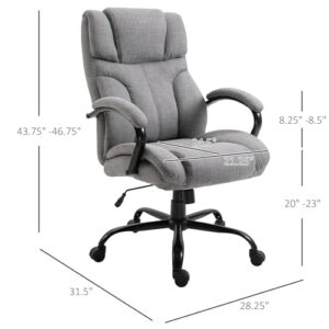 Vinsetto 500lbs Big and Tall Office Chair with Wide Seat, Ergonomic Executive Computer Chair with Adjustable Height, Swivel Wheels and Linen Finish, Light Grey