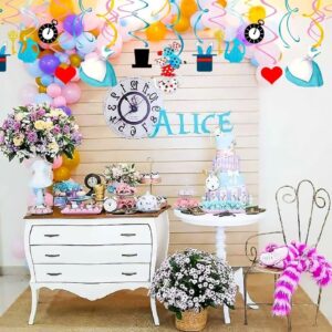 LaVenty 16 PCS Alice Hanging Swirl Decorations Alice Party Decoration Alice Banner Alice Party Supplies Tea party Hanging Swirl Decorations