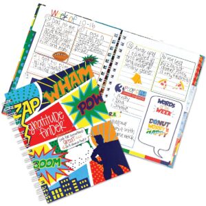 denise albright gratitude finder® 52 week non-dated journal for boys with 177 totally cool hand-illustrated stickers (super kiddo)