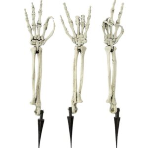 fun express 3 pieces 20" skeleton hand groundbreaker halloween decorations, fun hand signal designs, halloween yard decor