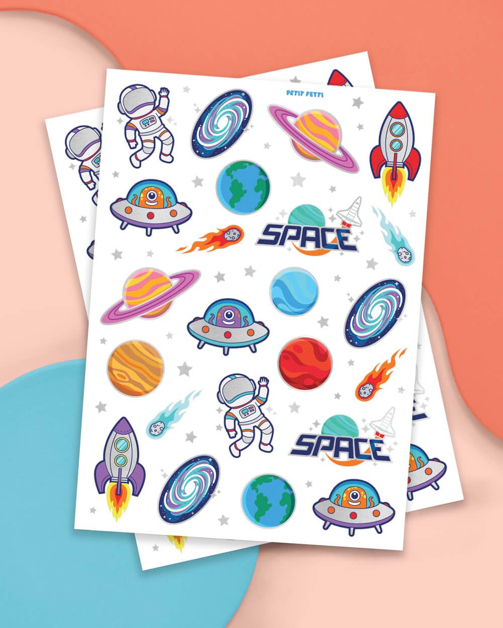 xo, Fetti Space + Planets Temporary Tattoos for Kids - 46 Glitter styles | Alien Birthday Party Supplies, Astronaut Favors + Rocketship Decorations