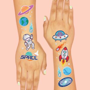 xo, Fetti Space + Planets Temporary Tattoos for Kids - 46 Glitter styles | Alien Birthday Party Supplies, Astronaut Favors + Rocketship Decorations