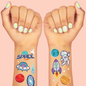 xo, Fetti Space + Planets Temporary Tattoos for Kids - 46 Glitter styles | Alien Birthday Party Supplies, Astronaut Favors + Rocketship Decorations