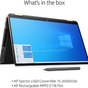 HP Spectre X360 15.6 Inch 4K UHD Touch-Screen 512GB SSD + 32GB Optane 1.8GHz i7 2-in-1 Laptop (16GB RAM, Quad-Core i7-10510U, GeForce MX330, Windows 10 Home) Nightfall Black 15-EB0043DX