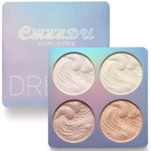 cmaadu 4 colors shimmer highlighter highlight hilight makeup palette highlighter powder iluminadores iluminador de maquillaje,white pink champagne gold shimmer highlighter primer face makeup glitter