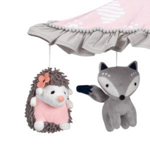 Lambs & Ivy Forever Friends Pink/Gray Woodland Owl/Fox Musical Baby Crib Mobile