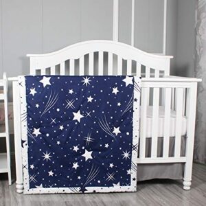 belsden ultra soft star baby comforter, cozy breathable lightweight crib quilt for boys girls, 34" x 44" nursery bedding baby toddler quilted blanket, duvet insert, space star navy blue