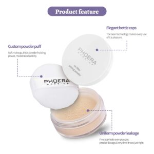 PHOERA Setting Powder Controls Oil,Setting Powder Makeup Light,Loose Powder Makeup Coverage,Loose Setting Powder Mini,0.17oz (01#Translucent)