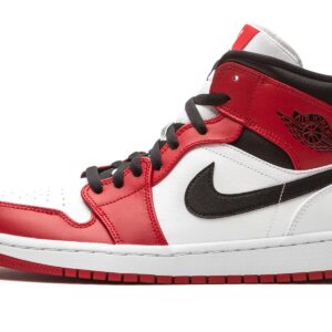 Nike Men's Air Jordan 1 Mid Chicago 2020", White/Gym Red/Black, 10.5