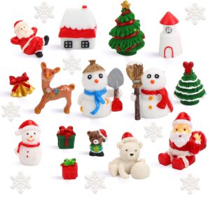 diyasy christmas miniature figurines,30 pcs mini crafts resin santa claus snowman elk ornaments kit for diy christmas fairy garden and snow globes