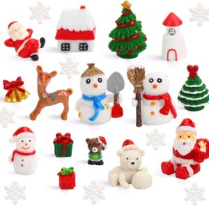 DIYASY Christmas Miniature Figurines,30 Pcs Mini Crafts Resin Santa Claus Snowman Elk Ornaments Kit for DIY Christmas Fairy Garden and Snow Globes