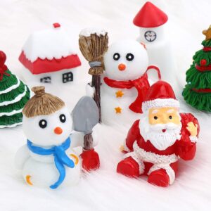 DIYASY Christmas Miniature Figurines,30 Pcs Mini Crafts Resin Santa Claus Snowman Elk Ornaments Kit for DIY Christmas Fairy Garden and Snow Globes