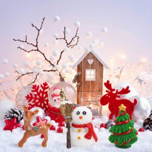 DIYASY Christmas Miniature Figurines,30 Pcs Mini Crafts Resin Santa Claus Snowman Elk Ornaments Kit for DIY Christmas Fairy Garden and Snow Globes