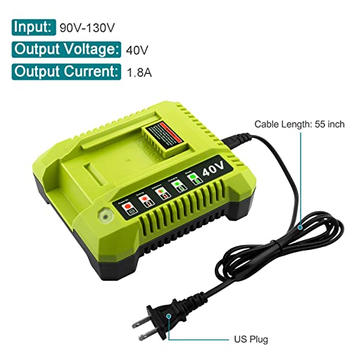 ADVTRONICS 40 Volt Lithium-Ion OP401 Charger Compatible with Ryobi 40V Battery OP4026 OP40201 OP4040 OP40401 OP4050 OP4050A OP40501 OP40601