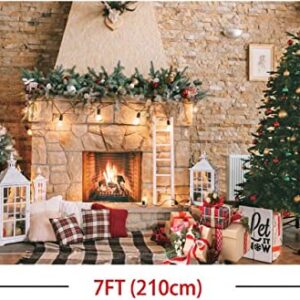 Dudaacvt 7x5ft Christmas Fireplace Theme Backdrop for Photography Christmas Photography Backdrop Merry Xmas Sock Gift Decorations Family Party Banner Photo Studio Props D470