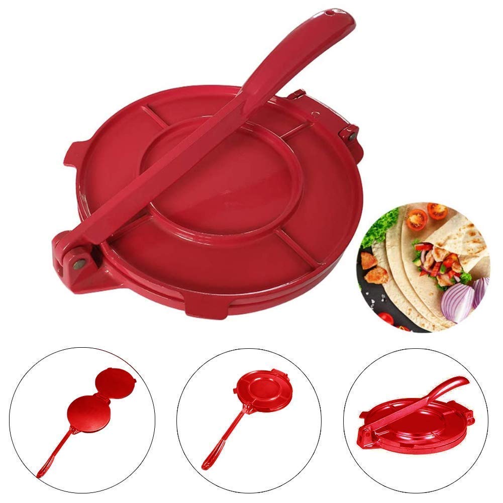 8 Inch Tortilla Press Maker,Aluminum Alloy Tortilla Maker with Foldable Handle Coated Heavy Duty Non-Stick Tortilla Pie Maker Press Pan for Homemade Tortillas