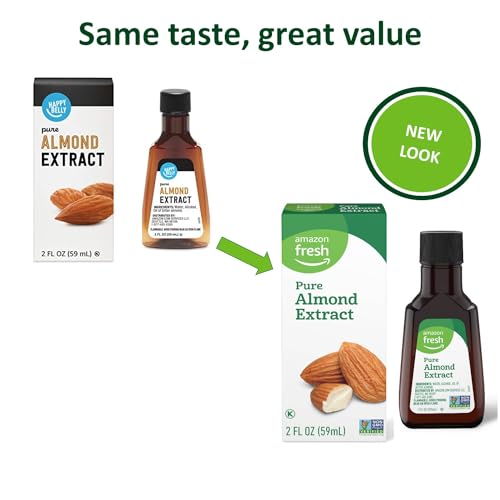 Amazon Fresh, Pure Almond Extract, 2 Fl Oz (Previously Happy Belly, Packaging May Vary)