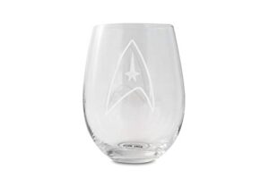 toynk star trek stemless wine glass decorative etched command emblem | holds 20 ounces