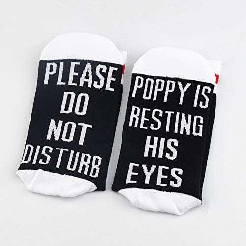 TSOTMO 2 Pairs Grandpa Gift Novelty Gift From Grandkid Father’s Day Gift Please Do Not Disturb Poppy Is Resting His Eyes (Poppy His Eyes)