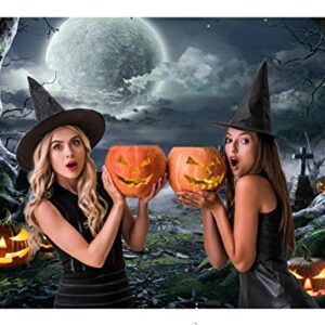 SJOLOON Halloween Backdrop for Photography Horror Night Background Scary Pumpkin Moon Backdrop for Party Decoration Supplies Studio Props 11897 (7x5FT)