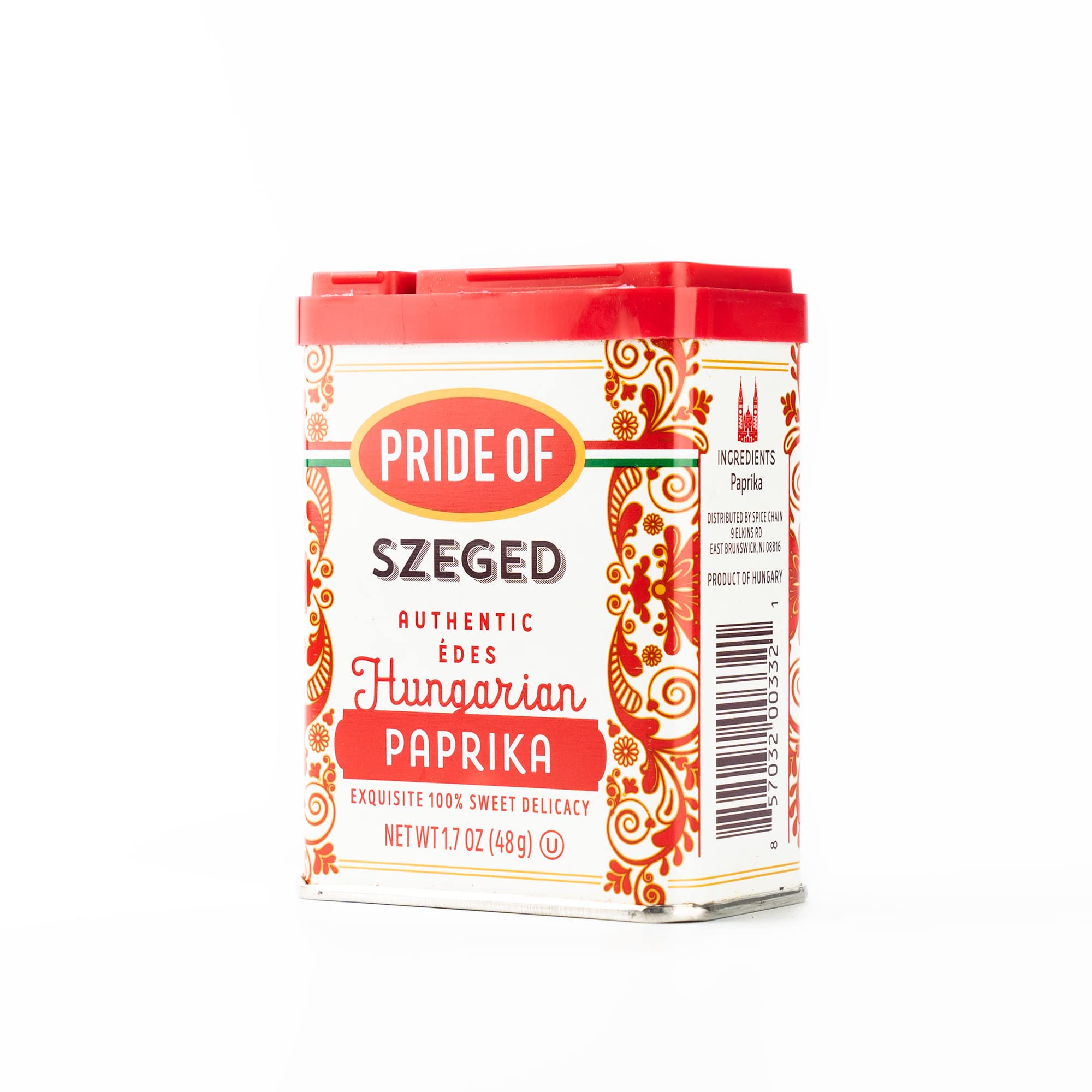 Pride Of Szeged Hungarian Sweet Paprika, Authentic Hungarian Sourced, Single Ingredient Premium Spice | Gluten Free | Kosher | Non-GMO | 1.7 oz. Tin, 1-Count