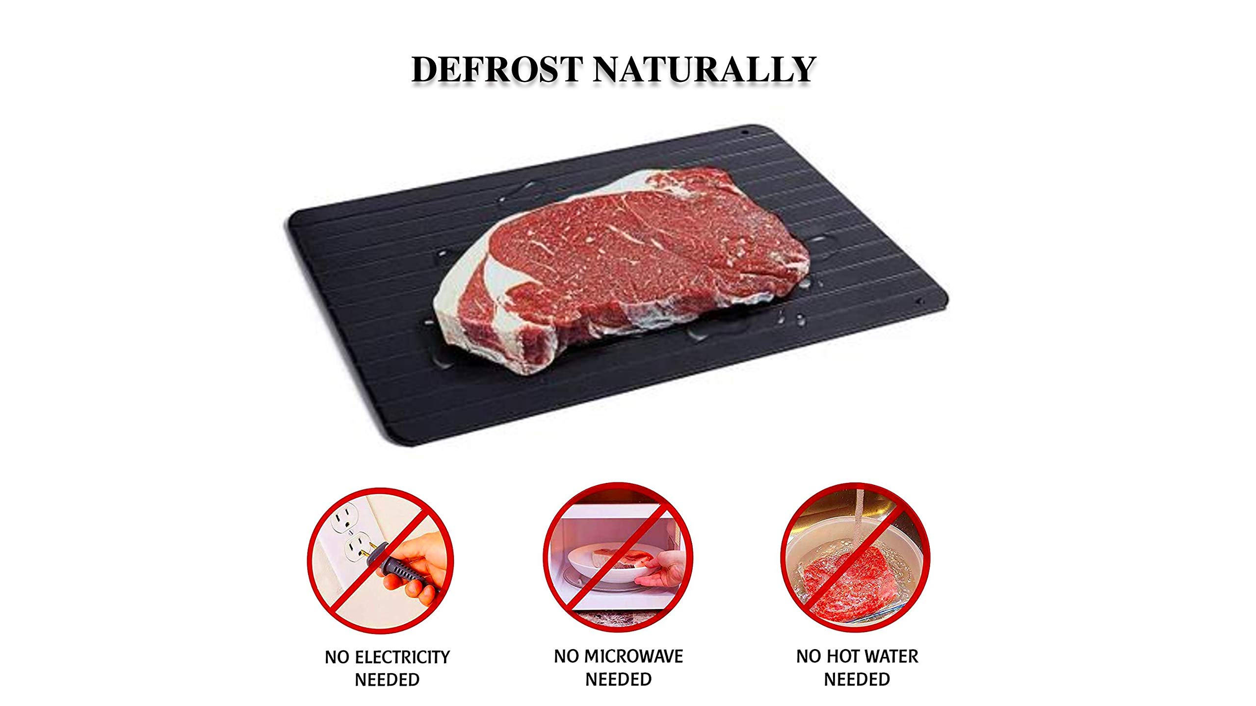 Original Meat Defrosting Tray - Rapid Defrost Plate for Food - Natural Miracle Thawing Mat - Fast Thaw Board - Large Size - Master Meat Defroster Tray - No Microwave/Electricity