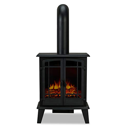 Real Flame Foster Stove Electric Fireplace - Freestanding with Adjustable Thermostat, Auto Shut-Off