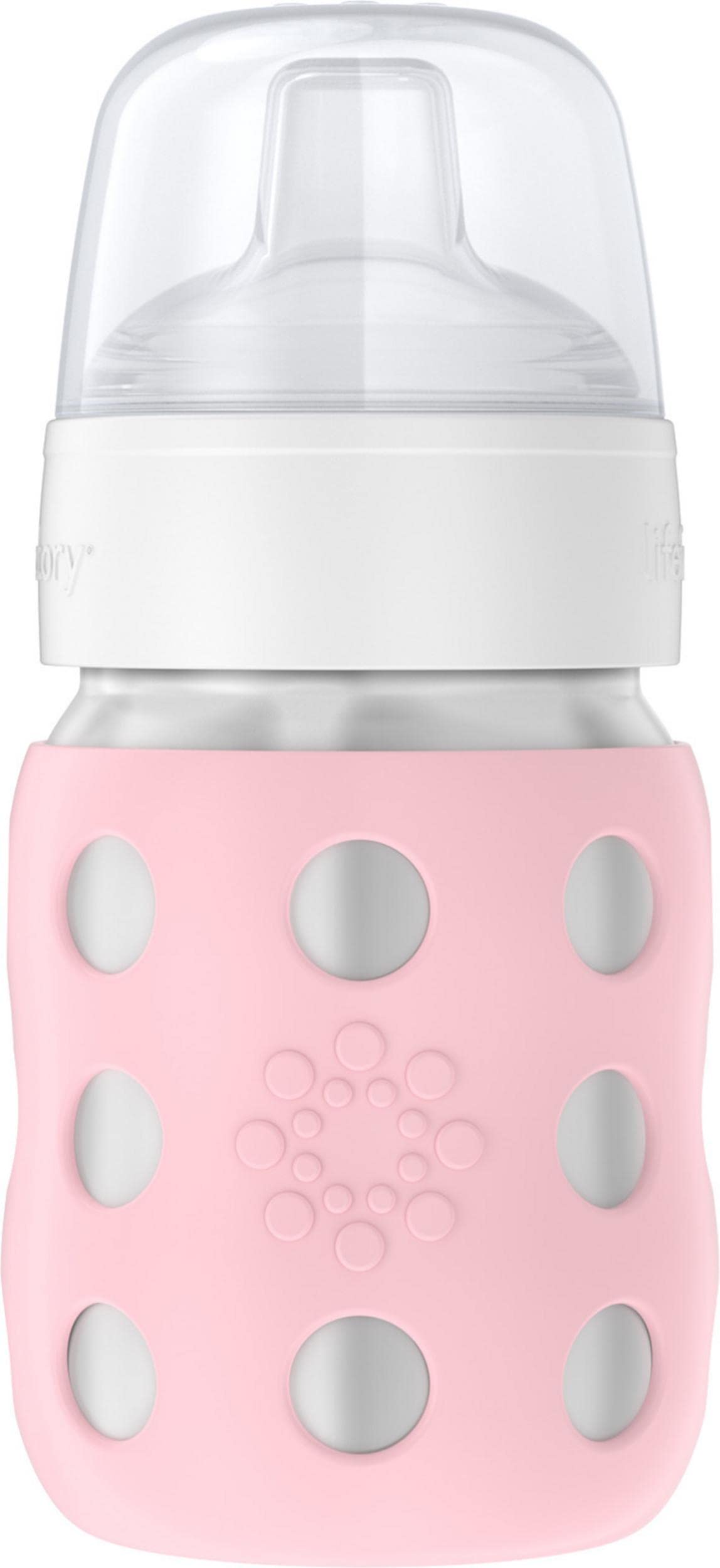 Lifefactory 8-Ounce Stainless-Steel Vacuum-Insulated Wide-Neck Baby Bottle with Sippy Nipple, Desert Rose (LS2251WDR4)