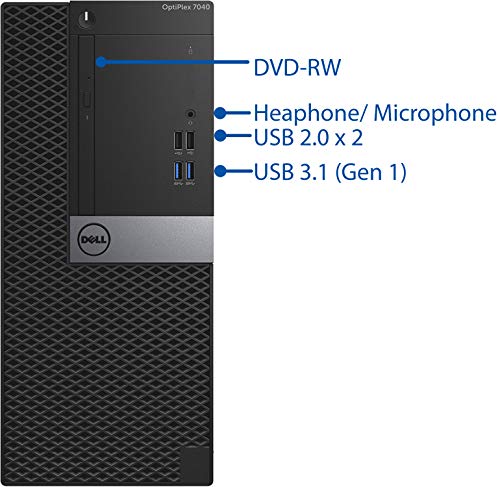 Dell Optiplex 7040 Mini-Tower Desktop PC, Intel Quad-Core i7-6700 4.0 GHz, 8GB RAM, 256GB NVMe SSD, HD Graphics 530 4K, DisplayPort, HDMI, AC Wi-Fi, Bluetooth - Windows 10 Pro (Renewed)