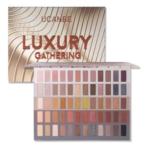 ucanbe luxury gathering neutral eyeshadow makeup palette, naked shimmer matte metallic glitter subtle eyes shadow,high pigmented nudes creamy smokey pallet set