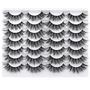 wiwoseo false eyelashes natural wispy fluffy cat eye lashes 16mm faux mink lashes crossed strip eye lashes 14 pairs pack