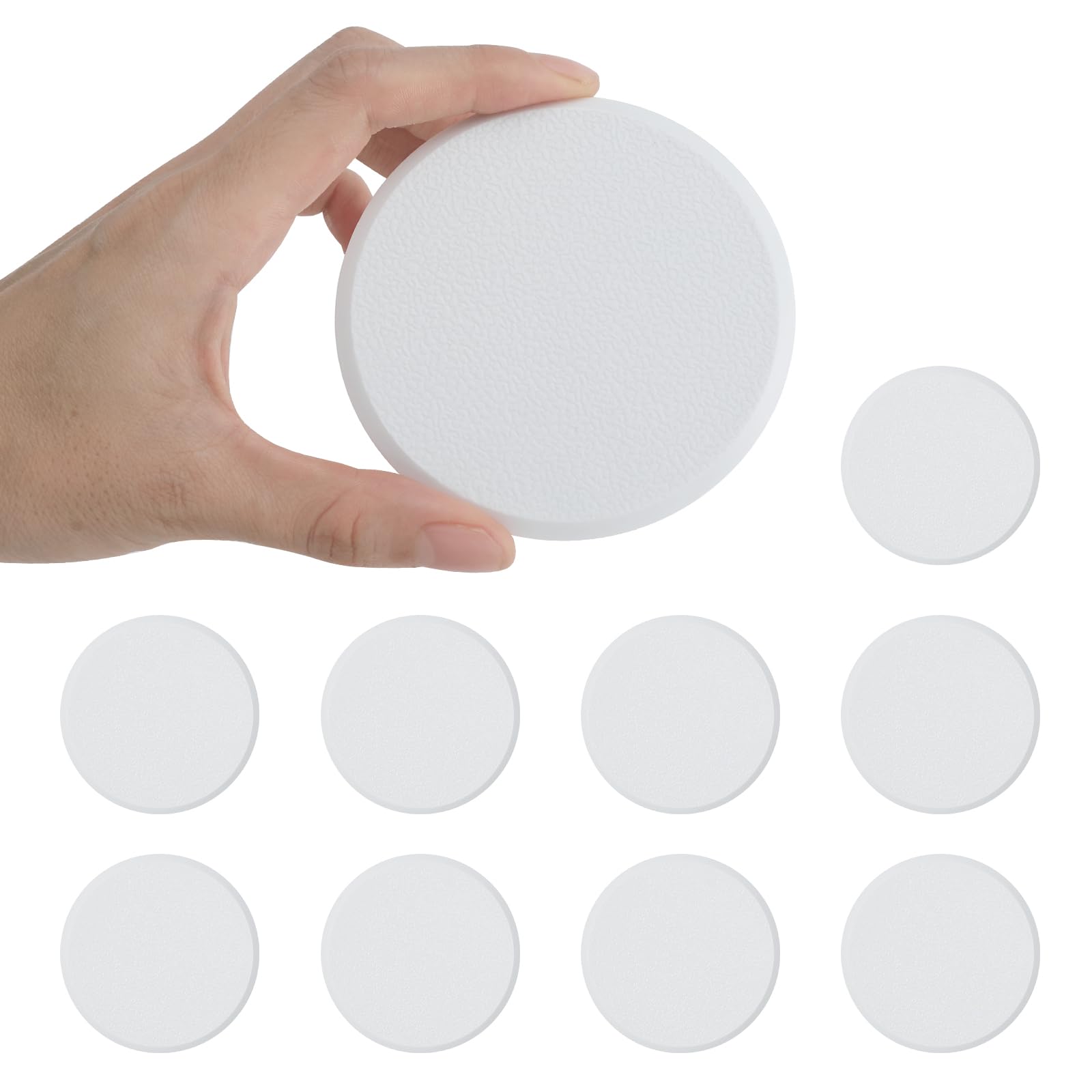 3 1/4 in Wall Protector Round, 10 Pack Doorknob Wall Shield Guard Door Stop, Rigid Vinyl Hard Wall Protection Pads White with Self Adhesive Sticker, HOME MASTER HARDWARE