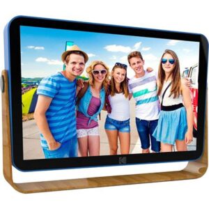 kodak 10-inch smart touch screen rechargeable digital picture frame, wi-fi enabled with hd photo display and music/video support, calendar, weather and location updates (rwf-108) - ocean blue