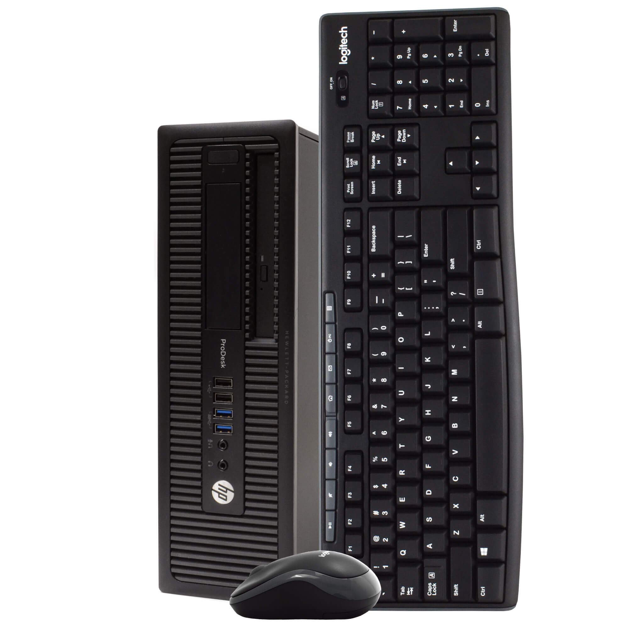 HP ProDesk 600G1 Desktop Computer PC, Intel Quad-Core i5, 500GB HDD Storage, 4GB DDR3 RAM, Windows 10 Pro, DVD, WiFi, New 24in Monitor, Wireless Keyboard and Mouse (Renewed)