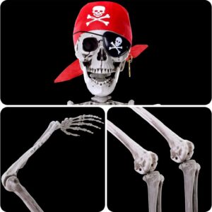 Halloween Decorations - 5 Ft Placeable Halloween Skeleton - Full Body Life-Size Skeleton Prop with Movable Joints for Halloween Outdoor Yard Haunted House Prop Decoration